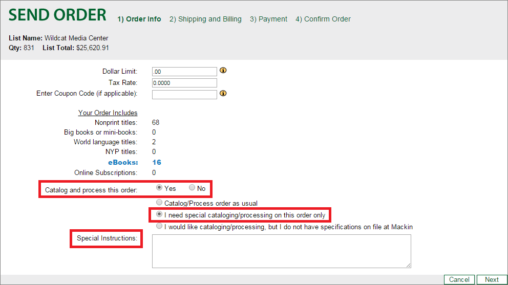 Cataloging and Processing
