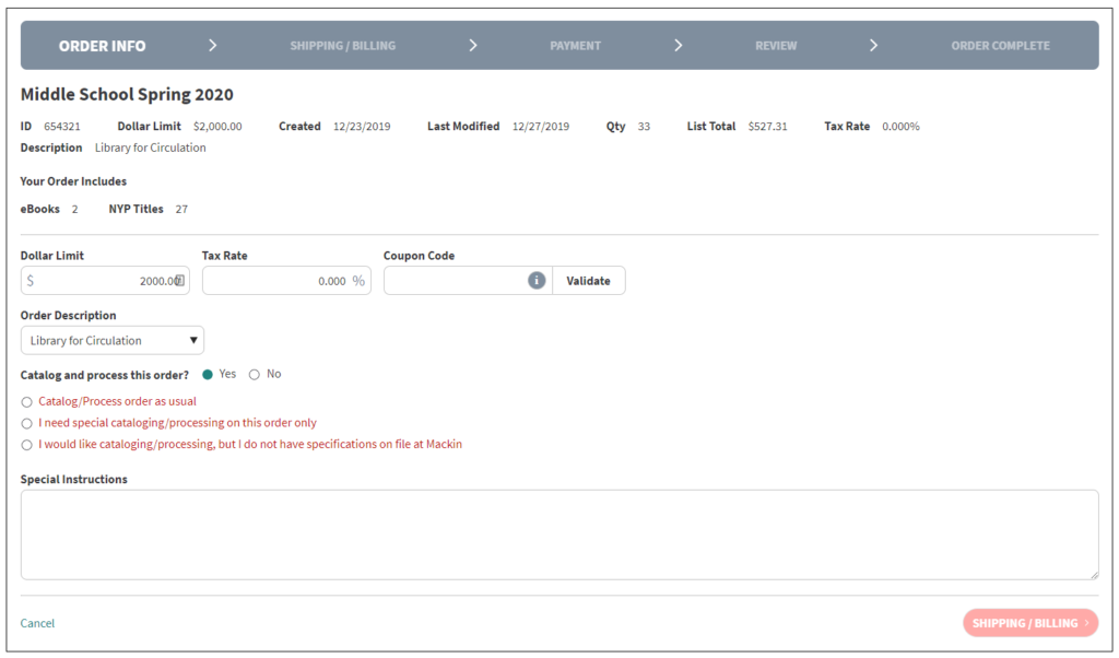 Edit List Information